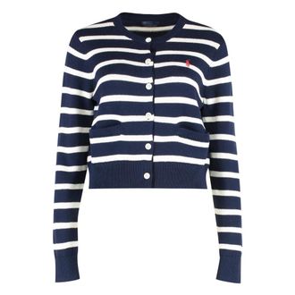 Polo Ralph Lauren Femme, Pulls, Bleu, Taille: 44 FR Cardigan en Coton Côtelé avec Poches