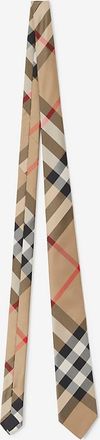 Burberry Cravate en soie Check, Beige