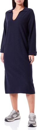 Tom Tailor Damen Strickkleid mit Kragen 1032613, 30025 - Navy Midnight Blue, 38