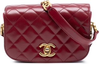 Chanel Hobo Bags - Mini Shiny Calfskin My Sweet CC Flap - Gr. unisize - in Rot - f&uuml;r Damen
