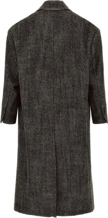 Ami Herringbone Virgin Wool Coat - Black