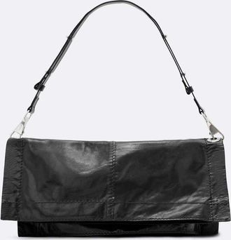 AllSaints sac port&eacute; &eacute;paule en cuir pliable noir