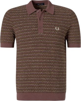 Fred Perry Herren Polo-Shirt braun gemustert