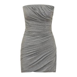 The Attico Minikleid aus Jersey mit Drapierung und Tr&auml;gerlos - - Dresses - Damen - Grau - M