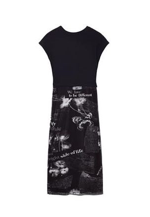 Desigual Robe en Tricot à Manches Courtes pour Femme, Noir, Taille