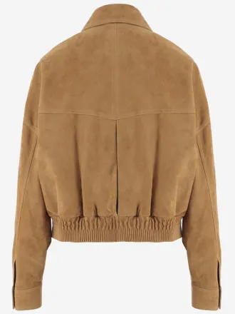Versace Womens Suede Jacket Beige Lambskin