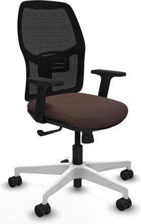 Piqueras y Crespo Alfera Arbeitsstuhl mit 2D-Armen, h&ouml;henverstellbare Lendenwirbelst&uuml;tze, ausgestattet mit Sincro 4 Positionen und Schneideschaum, Schwarz/Dunkelbraun