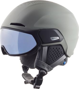 Alpina Alto Q-LITE - sicherer, sto&szlig;absorbierender & individuell anpassbarer Skihelm f&uuml;r Erwachsene, mit kontrastverst&auml;rkendem Visier - Moon-Grey matt - S (51
