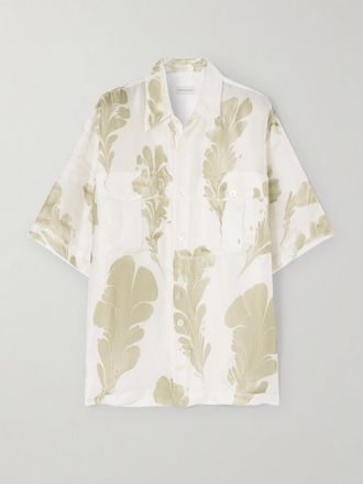 Dries Van Noten Chemise En Satin De Soie Imprim&eacute; - Blanc