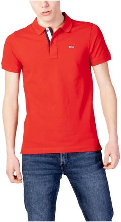 Tommy Jeans Homme, Tops, Rouge, Taille: S Polo Custom Fit Manches Courtes