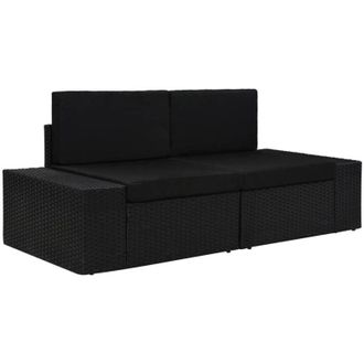 vidaXL Vidaxl - Canap&eacute; sectionnel 2 places R&eacute;sine tress&eacute;e Noir