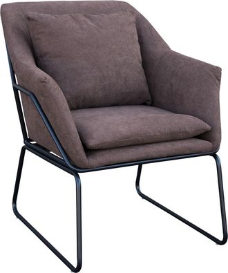 SVITA Josie Loungesessel gepolstert Indoor Polsterstuhl mit Armlehne Metallgestell Stoffbezug Einzelsofa modern Braun