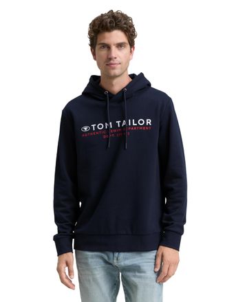 Tom Tailor Herren 1047825 Hoodie Sweatshirt mit Logo-Print, 10668-Sky Captain Blue, M