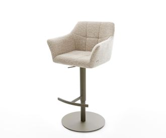 DELIFE Barstuhl Yulo-Flex Webstoff Soft Beige Drehfu&szlig; h&ouml;henverstellbar Metall Titanfarben, Barst&uuml;hle