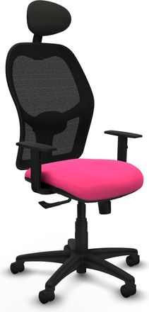 Piqueras y Crespo Schreibtischstuhl mit 1D-Armen, h&ouml;henverstellbare Lendenwirbelst&uuml;tze und festes Kopfteil, ausgestattet mit 3 Positionen und Schneidschaum, Schwarz/Ros