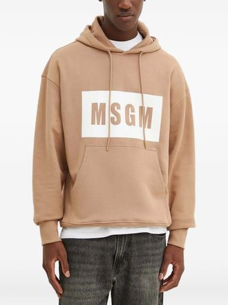 Msgm hoodie &agrave; logo imprim&eacute; - Marron