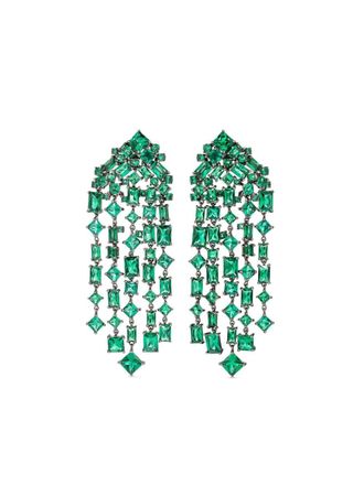 Anabela Chan boucles doreilles Cascade en or vermeil blanc 18ct - Vert
