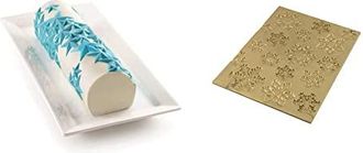 Silikomart 25.075.63.0065 Moule Starlight, Blanc & 23.071.63.0065 Tapis et Feuilles de Cuisson, Silicone, doré, 25 x 18,5 x 0,6 cm