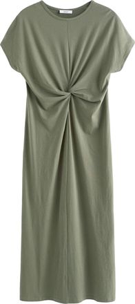Next Damen Standard Sommerliches T-Shirtkleid mit Drehung Khaki Gr&uuml;n 46