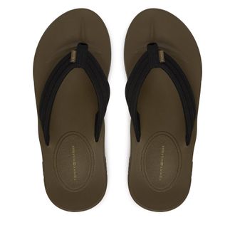 Tommy Hilfiger Zehentrenner Tommy Hilfiger Molded Hilfiger Lth Beach Sandal FM0FM05802 Schwarz