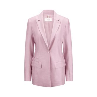 Riani Leinen- und Lyocell-Blazer mit Knopf-G&uuml;rtel - - Jackets - Damen - Rosa - XL