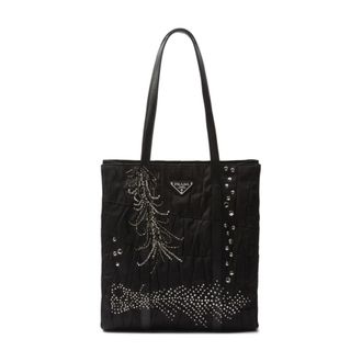 Prada Medium Re-Nylon Patchwork Tote Bag - - Bags - Damen - Schwarzk - ONE SIZE