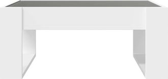 Generic Moderner Couchtisch mit LED-Licht, Glasplatte und MDF-Rahmen, Zeitgen&ouml;ssischer Wohnzimmer-Mitteltisch mit Stilvollen Beleuchteten Akzentm&ouml;beln (Wei&szlig; 1