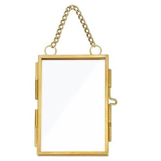 Generic Cadre dimage avec cha&icirc;ne - petit cadre photo en laiton, affichage en verre de 2x3 pouces | Cadre de suspension vintage pour les photos, les illustrati