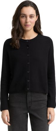 Tom Tailor Damen 1047700 Cardigan mit Rundhalsausschnitt, 14482-Deep Black, S