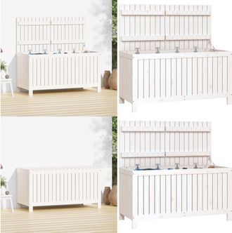 vidaXL Gartentruhe Wei&szlig; 121x55x64 cm Massivholz Kiefer - Gartentruhe - Holzkiste - Gartenaufbewahrung - Kiefernholz - Wei&szlig;e Truhe - Home & Living