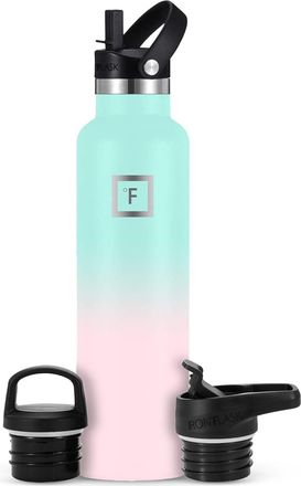 Iron Flask Edelstahl Trinkflasche mit 3 Deckel - Auslaufsicher Thermosflasche - Metall Wasserflasche Doppelwandig Isoliert BPA-freie fur Sport Schule Fitness Cam