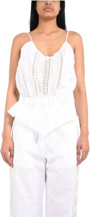 Msgm Msgm, Femme, Blouses et Chemises, Blanc, Taille: 38 FR Top Caraco en Dentelle