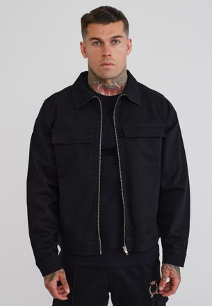 Siksilk Herren Schwarzes Utility Overshirt XXL