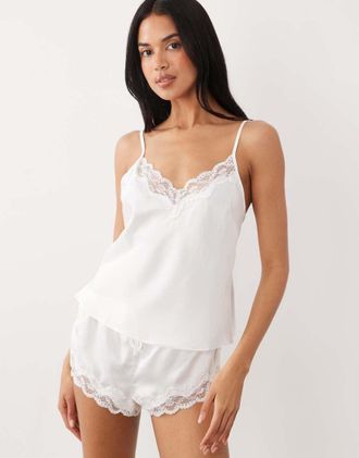 Boux Avenue Amelia - Ensemble de mari&eacute;e avec caraco en satin - Ivoire-Blanc