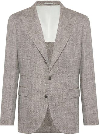 Brunello Cucinelli blazer &agrave; chevrons - Marron