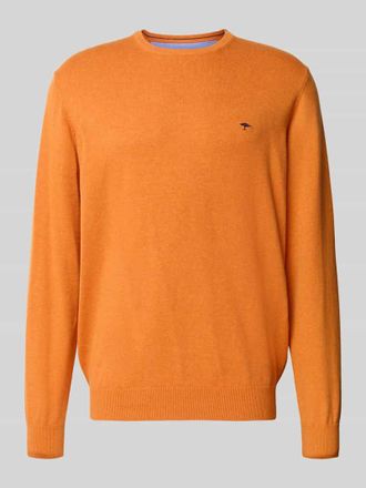 Fynch-Hatton Strickpullover aus reiner Baumwolle mit Logo-Stickerei