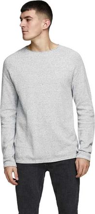 Jack & Jones Herren Strickpullover Rundhals Basic Langarm Sweater Baumwolle Shirt JJEHILL, Light Grey Melange, XS