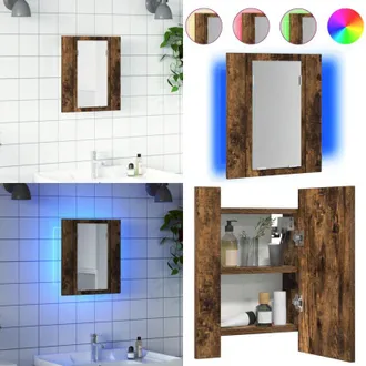 vidaXL Vidaxl - Armoire &agrave; miroir led de salle de bain ch&ecirc;ne fum&eacute; 40x12x45 cm - Meuble Salle De Bain - Meuble Lavabo - Armoire Miroir Led - &Eacute;clairage Rvb