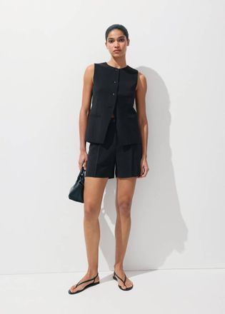 Mango Bermuda droit taille haute noir - Femme - 32 - MANGO