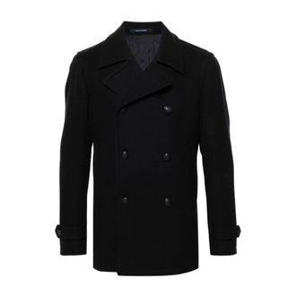 Tagliatore Blauer Wollmix Doppelreiher-Mantel - - Coats - Herren - Blau - L