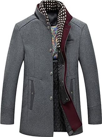 Onsoyours Manteau Homme en Laine Chaud Court Epais Slim Fit Business Hiver Trench-Coat avec Un Col Accessoire Caban Manteau Jacket Duffle-Coats Revers Overcoat 