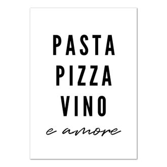 Bildershop-24 Kunstdruck Poster Bild Druck Motiv: Pizza. Pasta. Vino 30x40 cm
