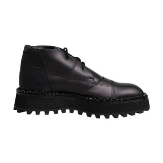 Dolce & Gabbana Schwarze Lederstiefeletten - - Shoes - Herren - Schwarzk - 44 EU