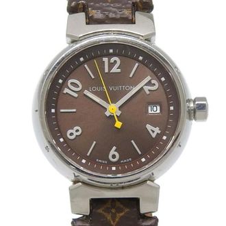 Louis Vuitton Pre-owned Tambour Monogram Quartz en Acier Inoxydable - Femme - Pre-owned - Brun - Taille: ONE Size