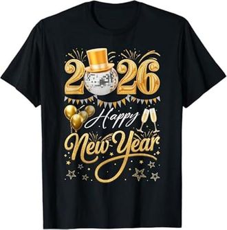 Keephen 2026 Bonne Ann&eacute;e Feu dartifice T-Shirt Femmes Feu dartifice Impression 3D T-Shirt Nouvel an Col Rond Manches Courtes Pullover Tops