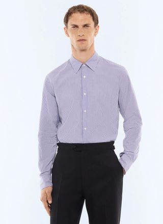 Fursac Chemise &agrave; rayures en popeline de coton - Taille 37 - Homme