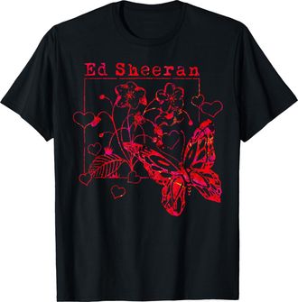 Ed Sheeran Red Wild Hearts and Butterflies T-Shirt