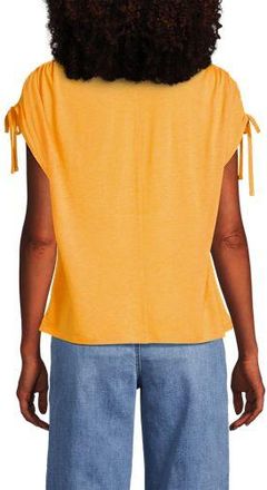 Lands End Leinenmix-Shirt mit geraffter Schulter, Damen, Größe:44-46 regular, Orange, Leinen/Viskose, by Lands End