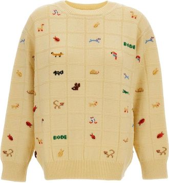 Bode Homme, Pulls, Beige, Taille: XS Animal Embroidery Sweater