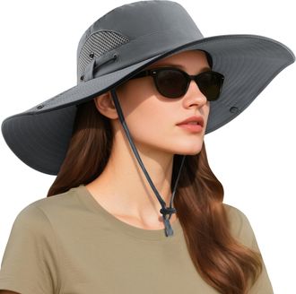 Dreshow Damen Sonnenhut UV Schutz Hut Faltbar Mesh Breite Krempe Angeln Pferdeschwanz Sommerh&uuml;te Strand Eimer H&uuml;te